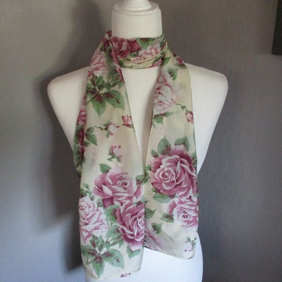 Vintage | Accessories | Mauve Roses Oblong Scarf | Poshmark